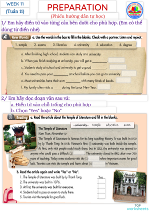 PREPARATION W11. Interactive worksheet | TopWorksheets