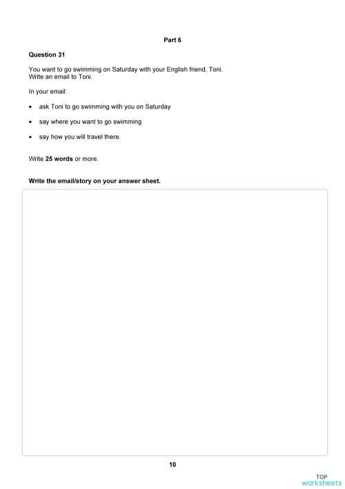Writing sample test - Cambridge. Interactive worksheet | TopWorksheets