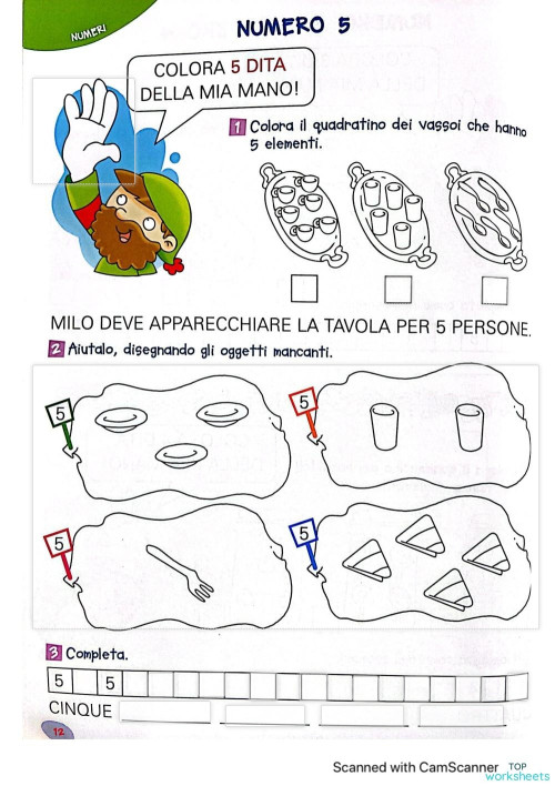 IL NUMERO 5. Scheda interattiva | TopWorksheets