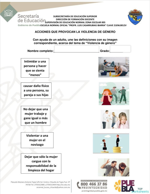 Violencia de género. Ficha interactiva | TopWorksheets