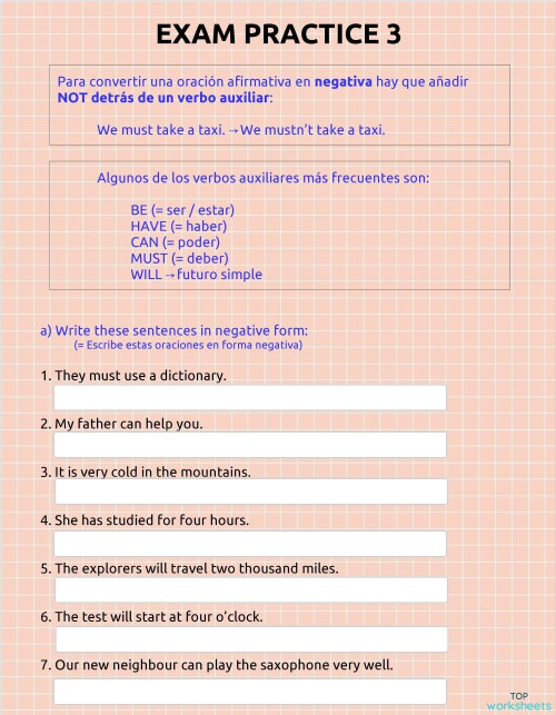 Exam practice 3. Interactive worksheet | TopWorksheets