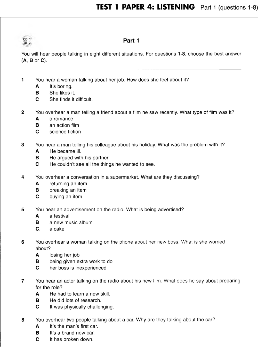 TEST 1 LISTENING. Interactive worksheet | TopWorksheets