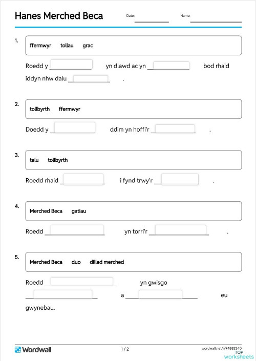 Hanes Merched Beca. Interactive worksheet | TopWorksheets