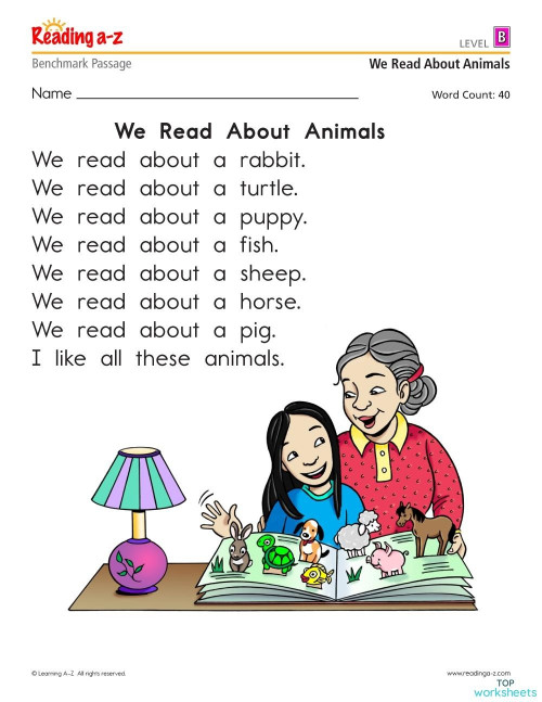 Level B: We read about animals. Interactive worksheet | TopWorksheets
