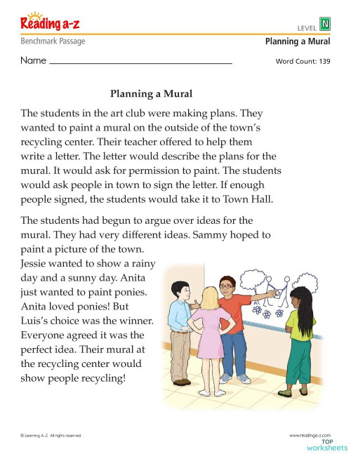 Level N: Planning a mural. Interactive worksheet | TopWorksheets