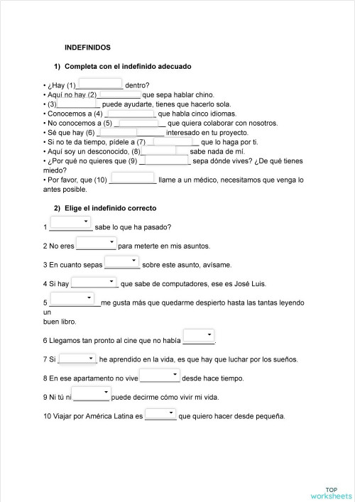 Gramática: fichas interactivas y ejercicios online | TopWorksheets