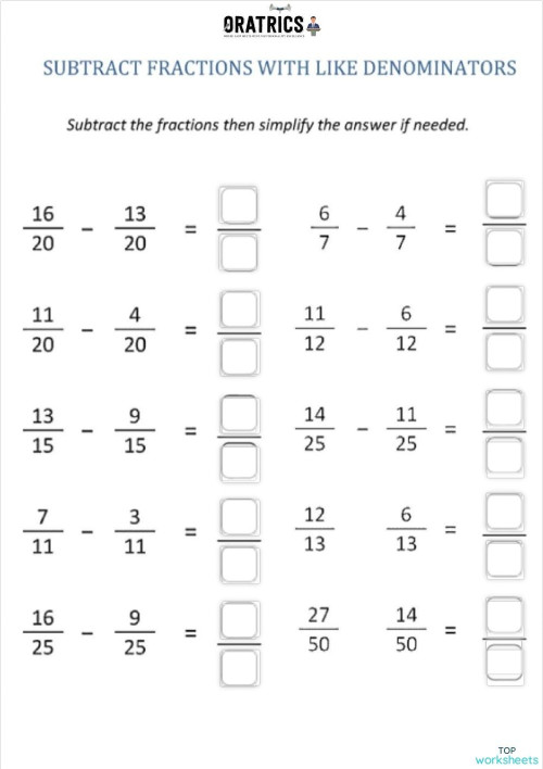 Fractions TT. Interactive worksheet | TopWorksheets