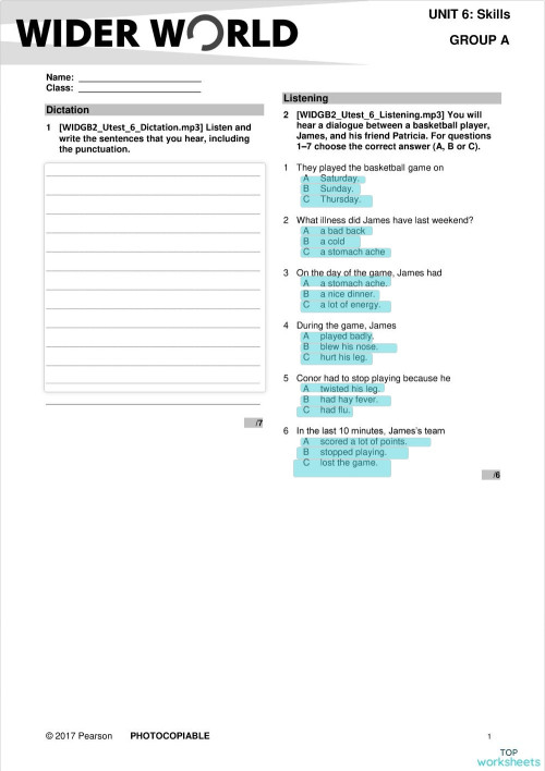 wider world 2 skills 6a. Interactive worksheet | TopWorksheets