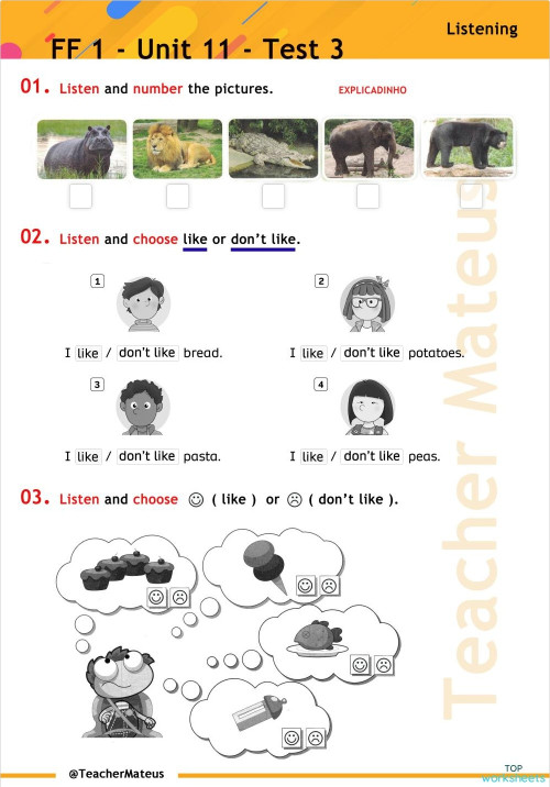 Listening: Ordering food in a café. Interactive worksheet | TopWorksheets