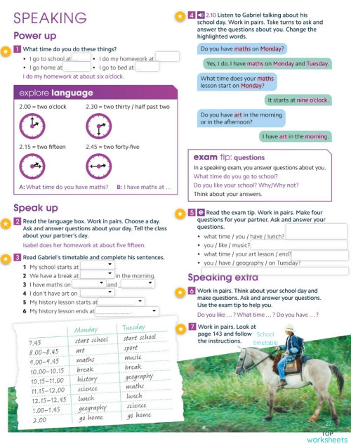 Speaking - What a week. Interactive worksheet | TopWorksheets