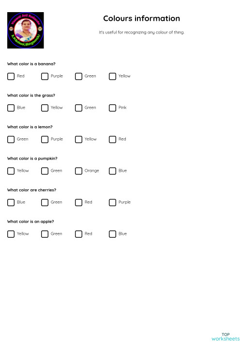 Colours information. Interactive worksheet | TopWorksheets