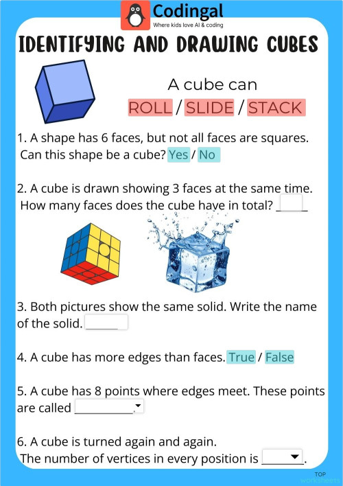 M_G02M12L60_WA03_Identifying and Drawing Cubes. Interactive worksheet ...