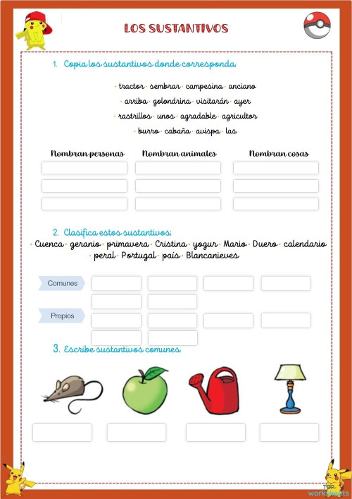 SUSTANTIVOS. Ficha interactiva | TopWorksheets