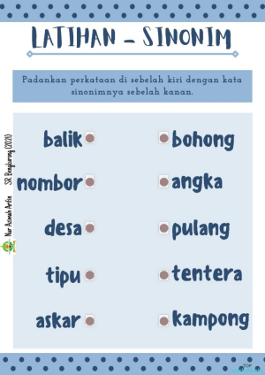 Latihan Sinonim. Interactive worksheet | TopWorksheets