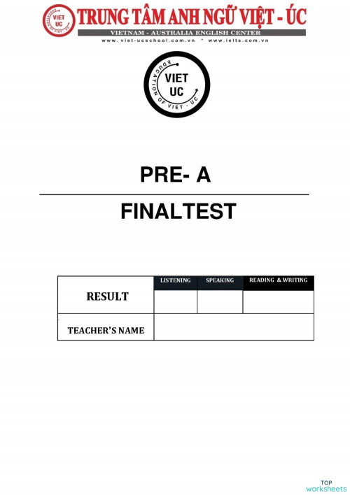 FINAL PRE A. Interactive worksheet | TopWorksheets