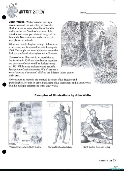 Chapter 5: Artist Study Pg 63-64. Interactive worksheet | TopWorksheets