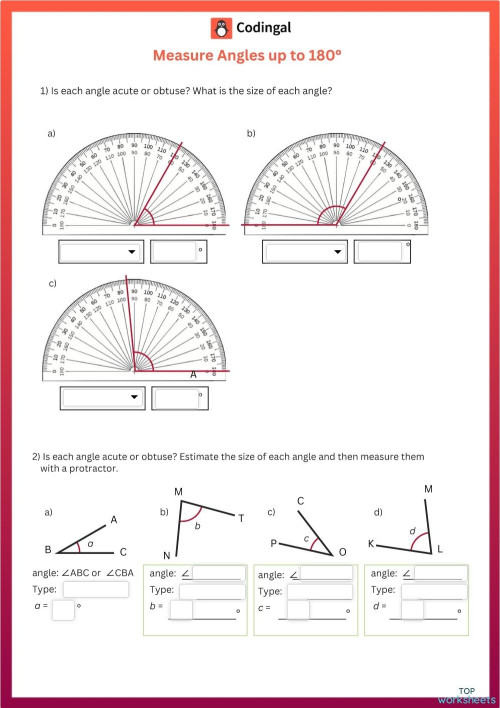 M_G05M23L64_WC02_Measuring_Angles_2. Interactive worksheet | TopWorksheets