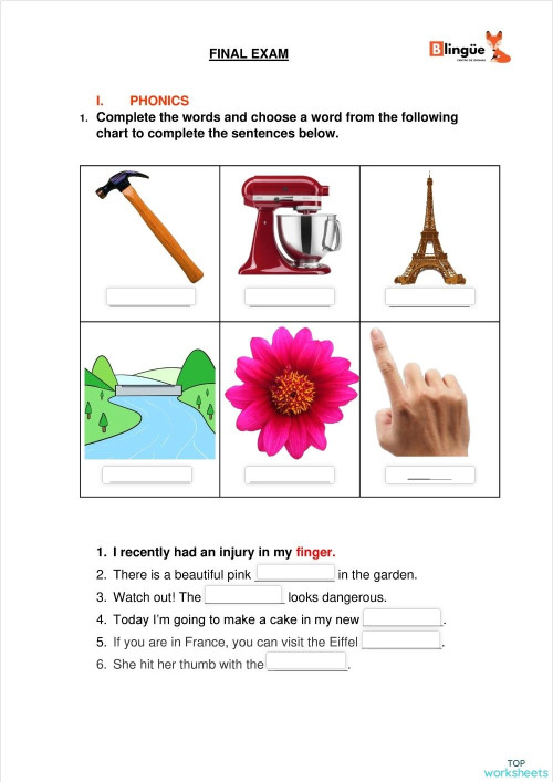 Fyers 3 final exam (SJ5-3). Interactive worksheet | TopWorksheets