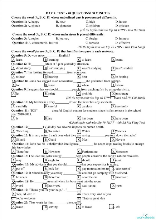 Week 4 day 7. Interactive worksheet | TopWorksheets