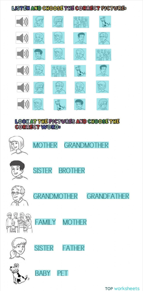 Family-worksheet-1. Interactive worksheet | TopWorksheets