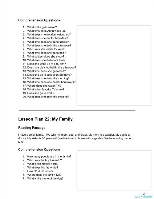 Reading Comprehension A1. Interactive worksheet | TopWorksheets