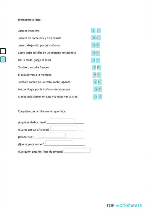 Spanish short Stories for beginners #2: ¡Hola! Me llamo Juan A1. Ficha ...