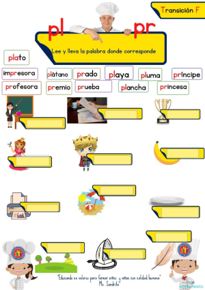 Palabras con pr, pl. Ficha interactiva | TopWorksheets