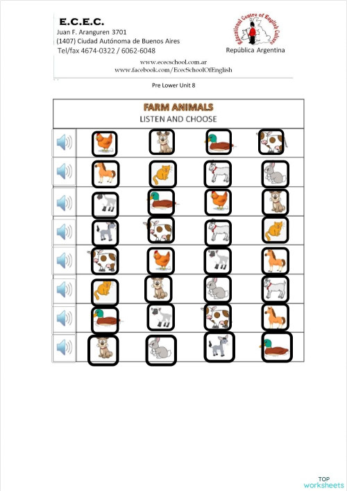 HW 20/10 - Farm Animals. Interactive worksheet | TopWorksheets