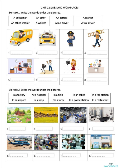 Unit 12 - Workplaces. Interactive worksheet | TopWorksheets