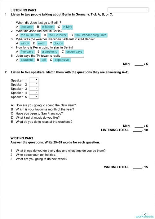 5º UNIT 2 - VIDEO SONG - HOW OFTEN. Interactive worksheet | TopWorksheets