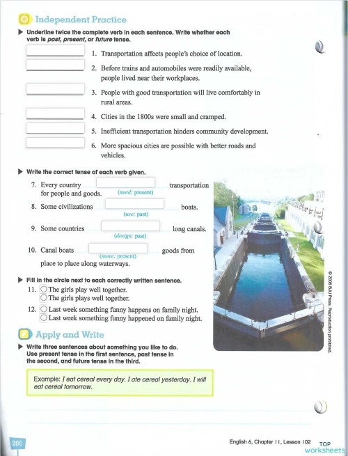 Lesson 102: Simple Verb Tenses Pg 200. Interactive worksheet ...