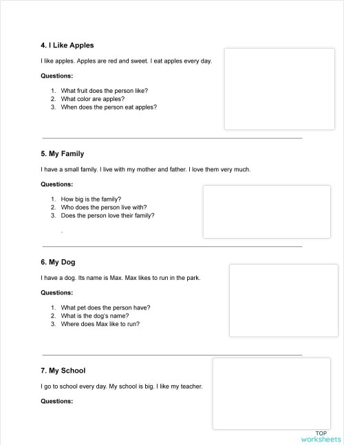 Reading comprehension A1. Interactive worksheet | TopWorksheets