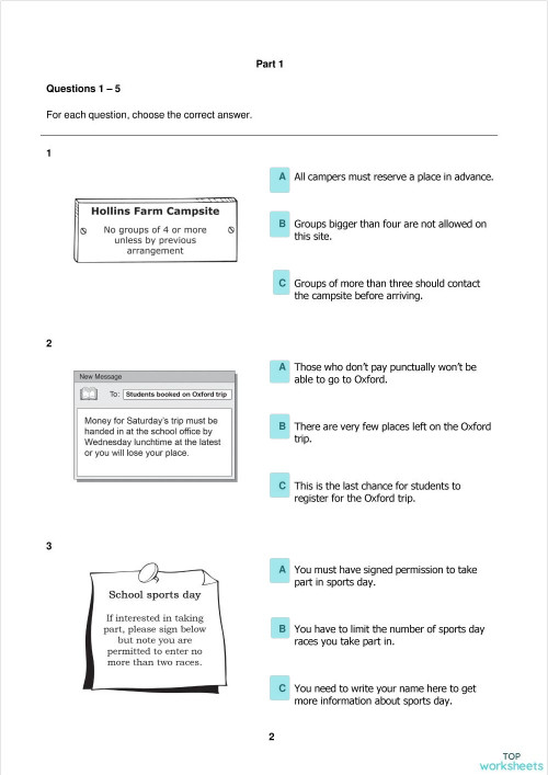 B1 Preliminary Cambridge Test Reading. Interactive worksheet ...
