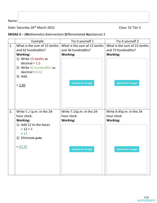 MIDAS 3 5C 26.3 T3. Interactive worksheet | TopWorksheets