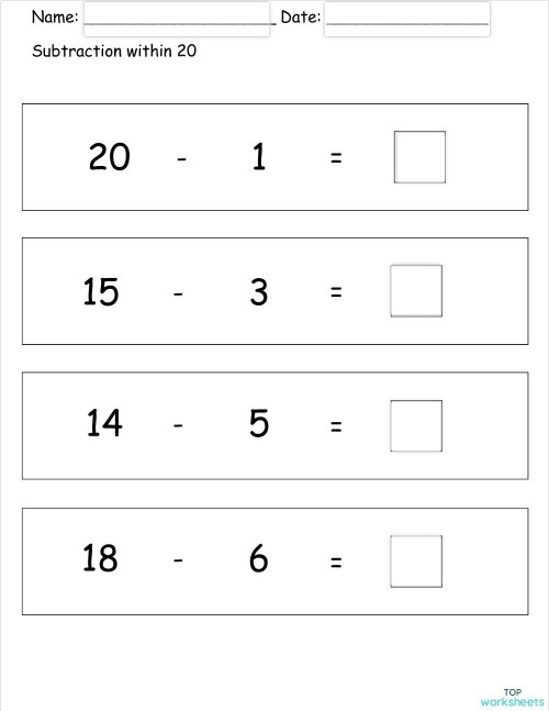 subtraction. Interactive worksheet | TopWorksheets