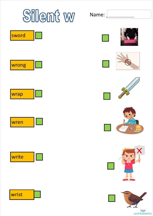 Lesson 56 Silent w follow up. Interactive worksheet | TopWorksheets