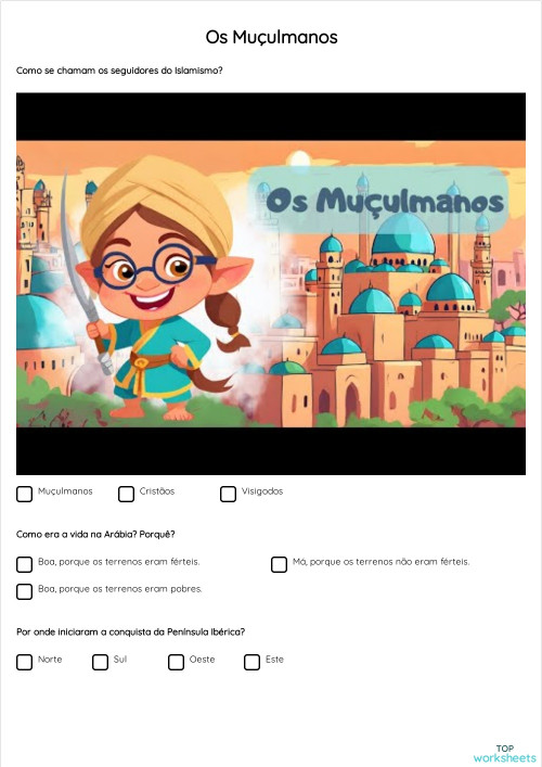 Os Muçulmanos. Ficha interativa | TopWorksheets