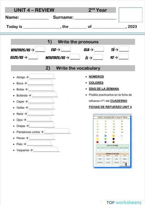 Repaso u4 - 2º. Interactive worksheet | TopWorksheets