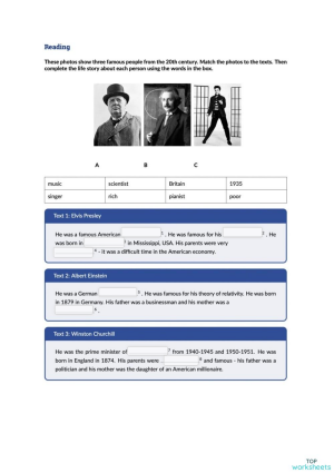 Famous Lives. Interactive worksheet | TopWorksheets