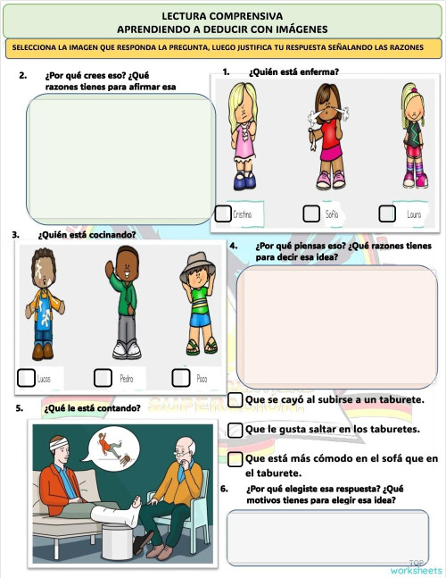 DEDUCCIONES E INFERENCIAS LECTURA COMPRENSIVA CON IMÁGENES Y ORACIONES ...