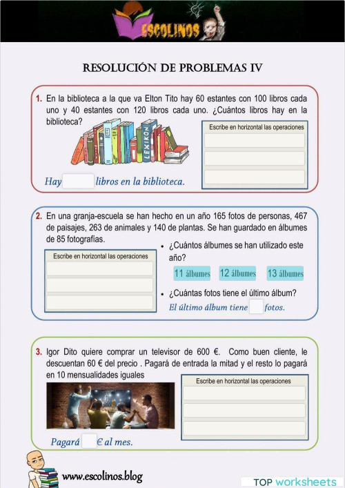 Matemáticas 5º. Resolución de problemas IV. Ficha interactiva ...