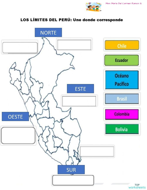 LOS LÍMITES DEL PERÚ .-.. Ficha interactiva | TopWorksheets