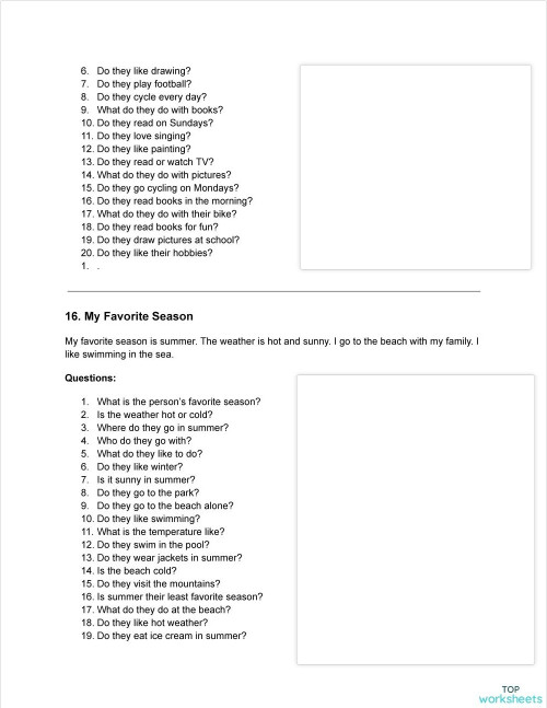 reading comprehension A1. Interactive worksheet | TopWorksheets