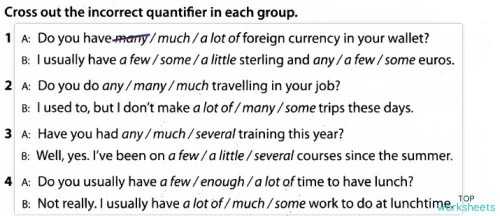 Quantifiers+revision. Interactive worksheet | TopWorksheets