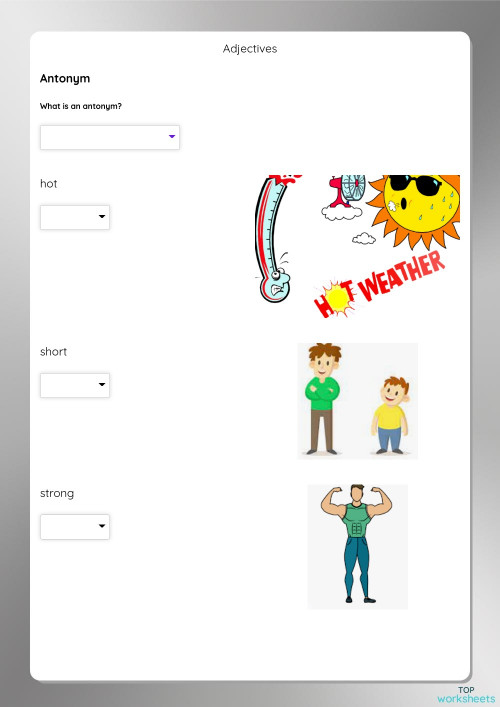 Adjectives. Interactive worksheet | TopWorksheets