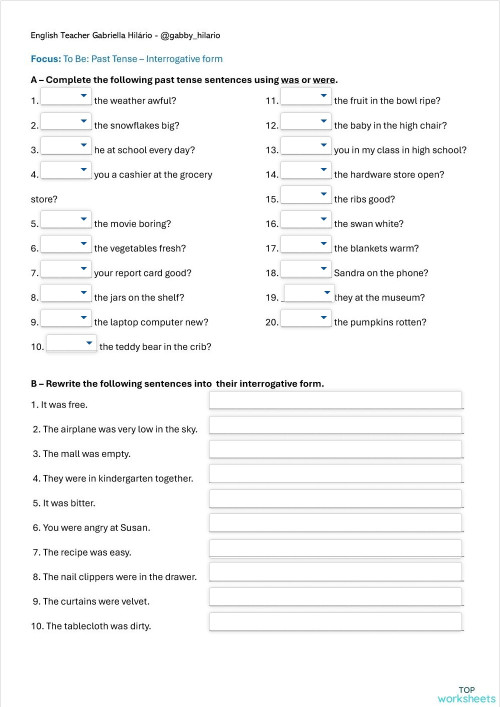 Grammar - PMP 1 - Lesson 6 - To Be: Past Tense - Interrogative form ...