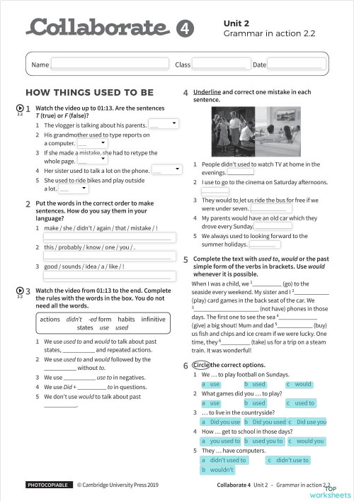 Collaborate 4 - Grammar In Action 2.1 - Used To, Would and Past Simple ...