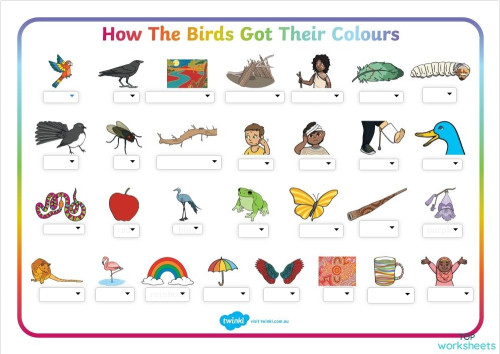 How the Birds got their colours vocabulary. Interactive worksheet ...
