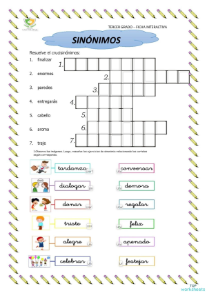 SINONIMOS 3°GRADO . Ficha interactiva | TopWorksheets