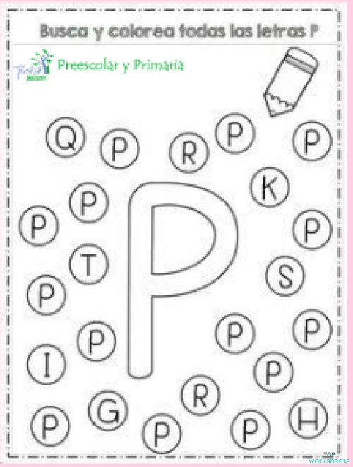 Selecciona la letra P. Ficha interactiva | TopWorksheets